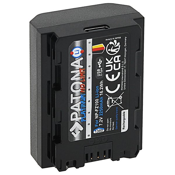 Akku Sony NP-FZ100 mit USB-C Input von Patona