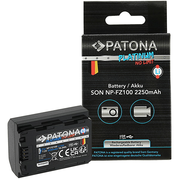 Akku Sony NP-FZ100 mit USB-C Input von Patona