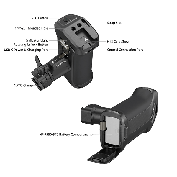 SmallRig drehbarer Handgriff mit Auslöser zu diversen Sony Kameras 3893