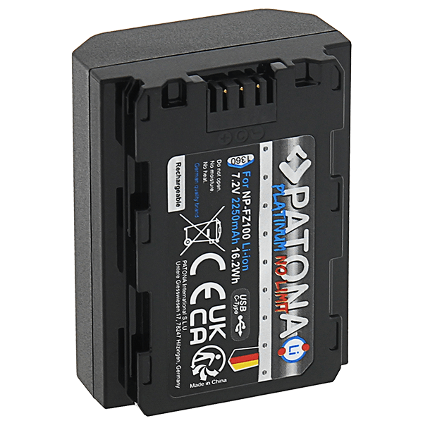 Akku Sony NP-FZ100 mit USB-C Input von Patona